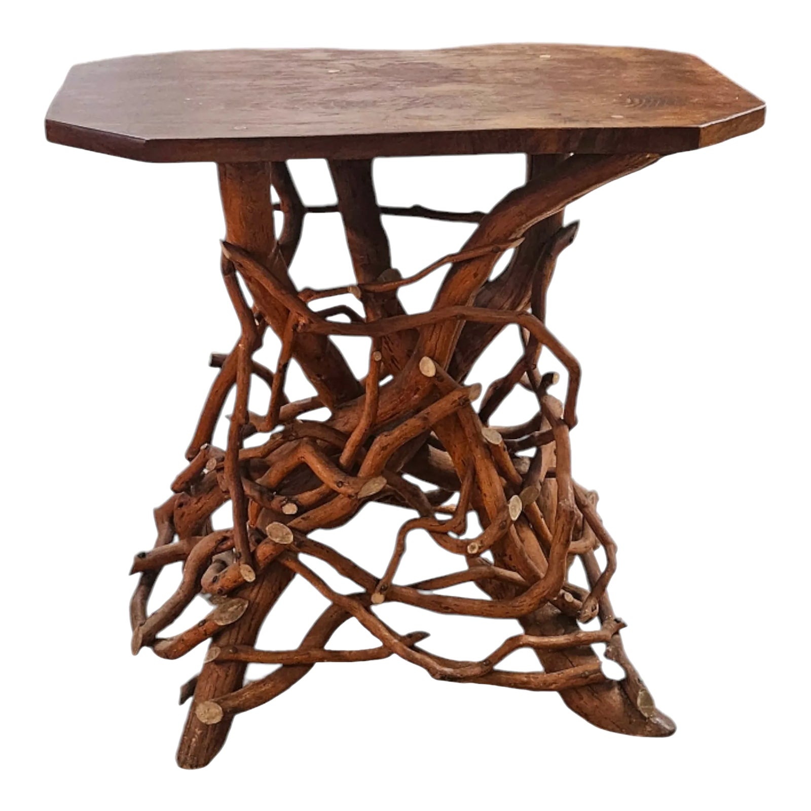 1930s Early Twentieth Century Rustic Adirondack Twig Design End Table ...