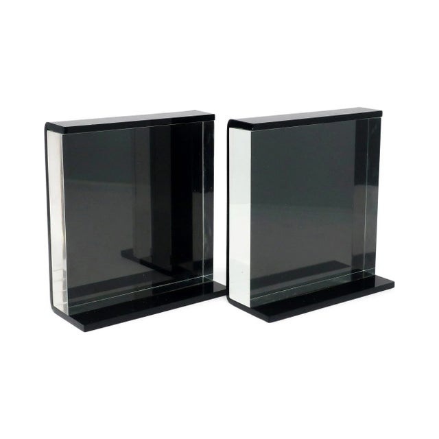 Pair of 1970s Black & Clear Lucite Bookends | Chairish