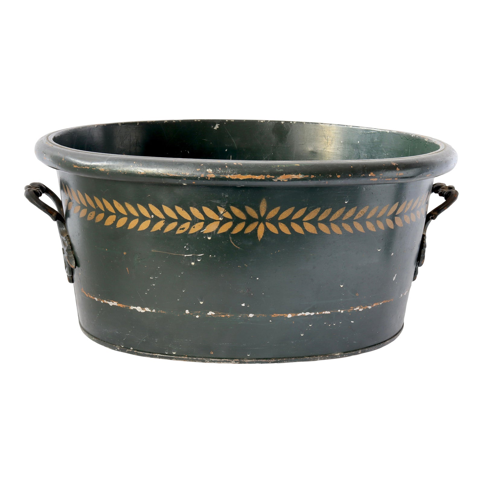 Antique Americana Metal Tole Ware Tub | Chairish