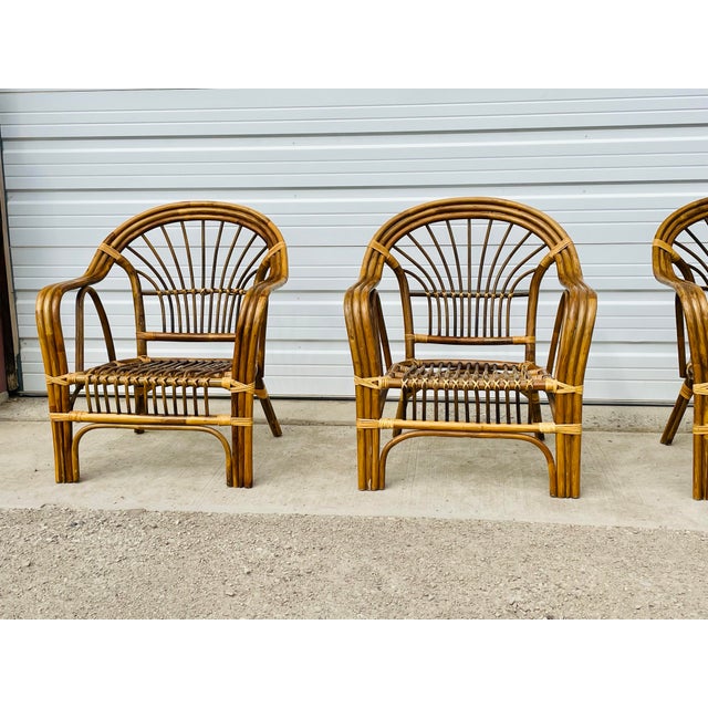 Vintage Bamboo Rattan Outdoor Chairs - Set of 3 | Chairish