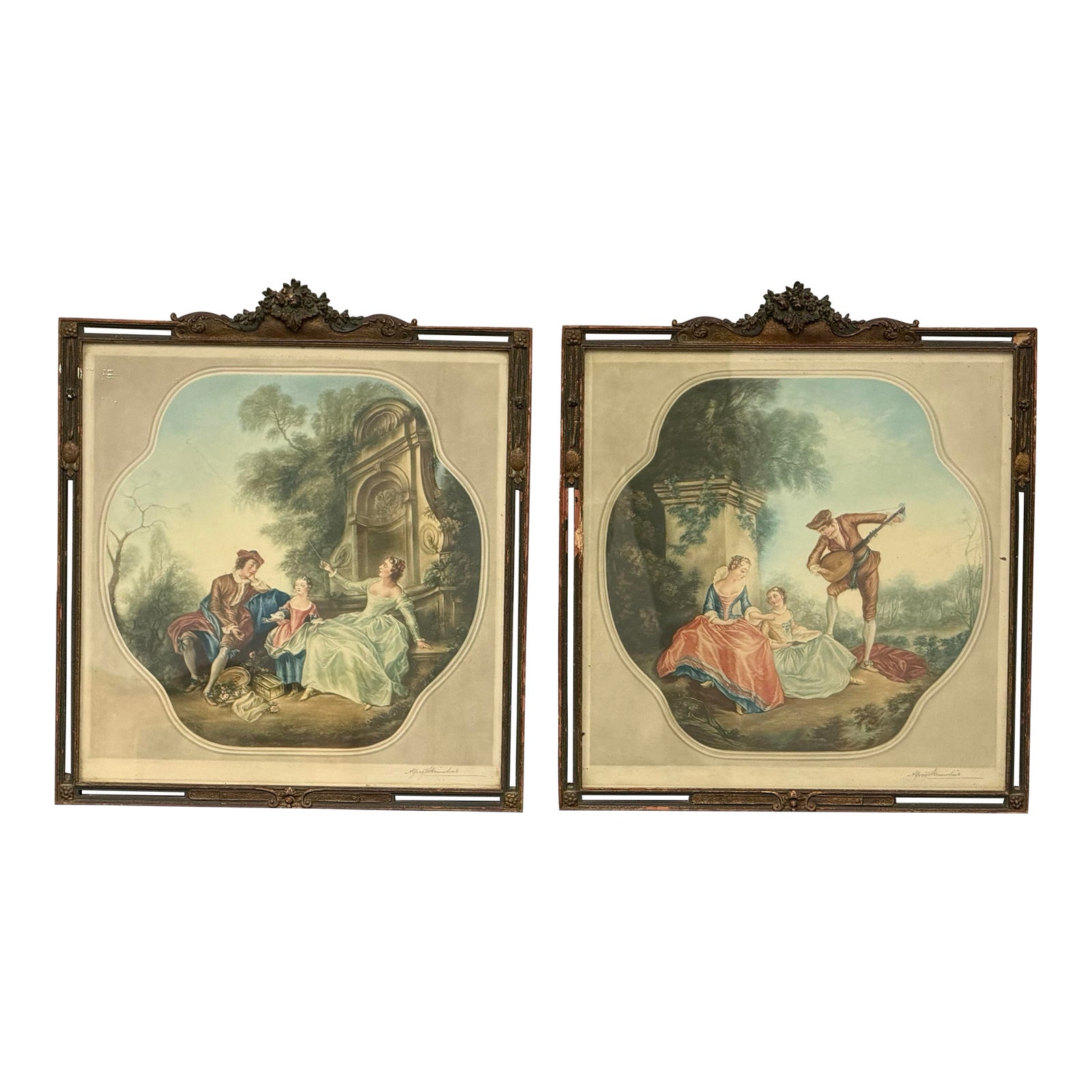 Circa 1920's Nicolas Lancret Framed Art Prints, Pair | Chairish