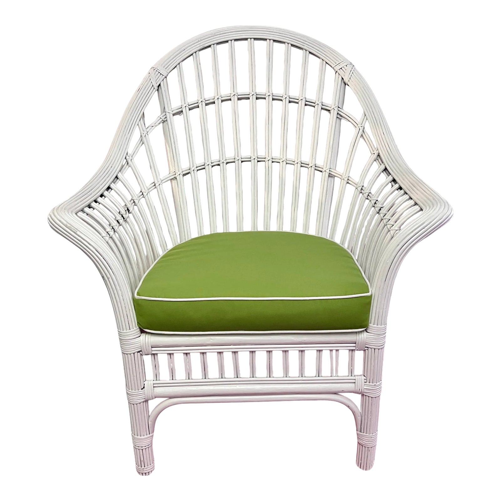 White Rattan Fan Chair | Chairish