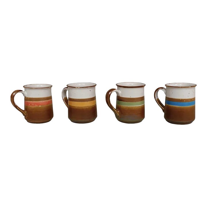 Japanese Stoneware Mugs - Set of 4 | Chairish