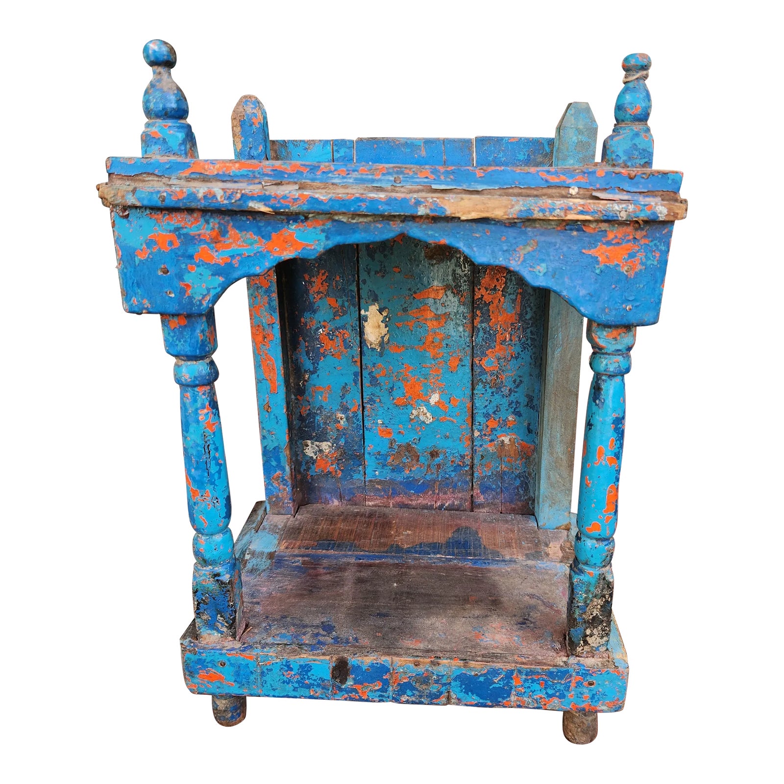 Antique Chipped Paint Indian Hindu Altar | Chairish