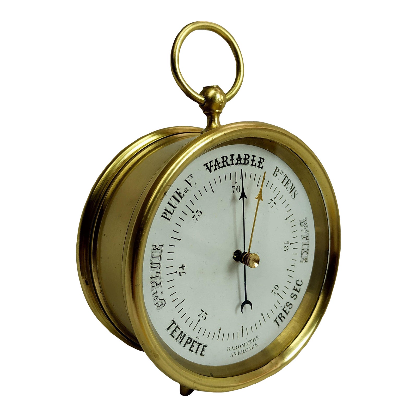 19th-20th Century French Desktop Tabletop Aneroid Barometer | Chairish
