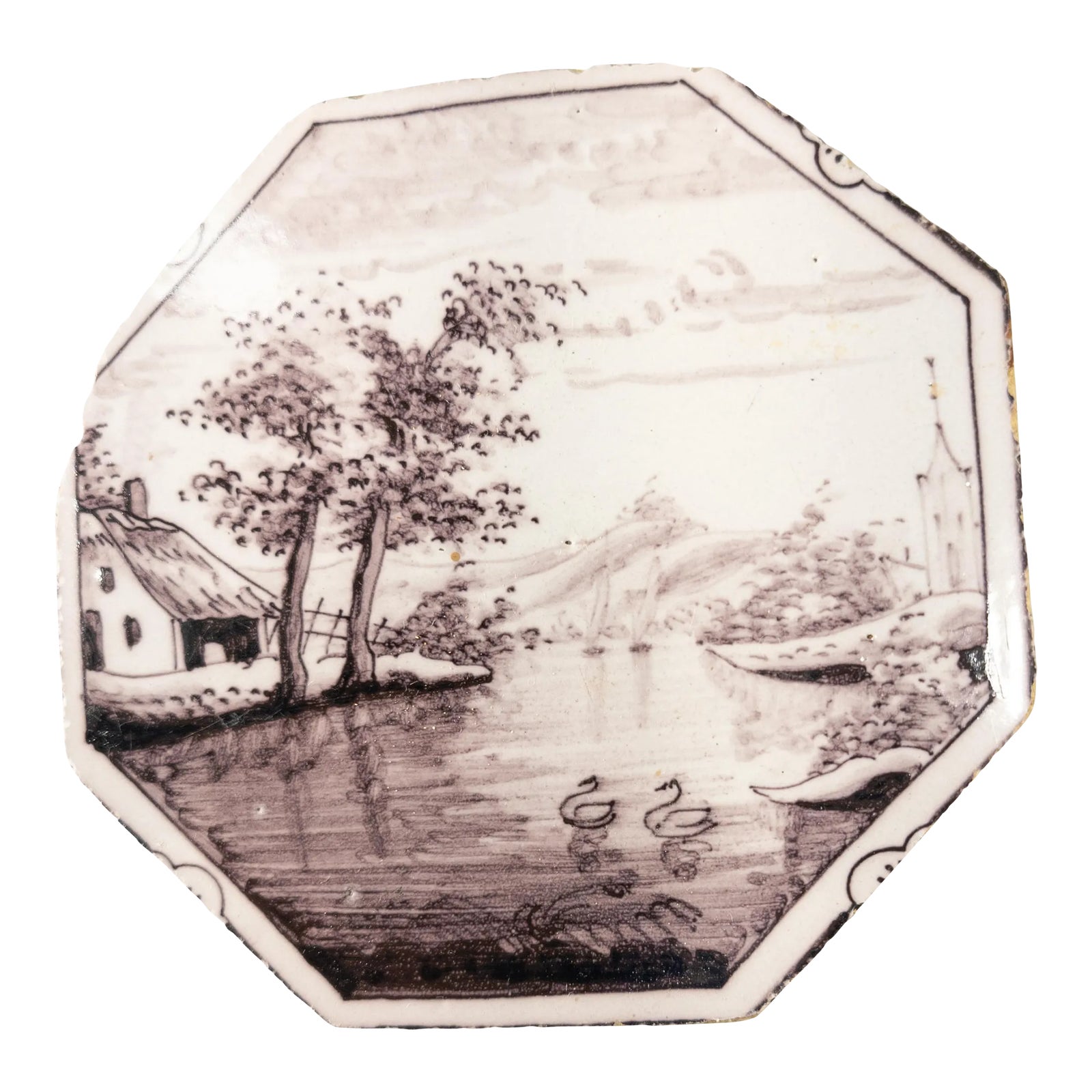18th Century English Bristol or Dutch Delft Manganese Octagonal ...