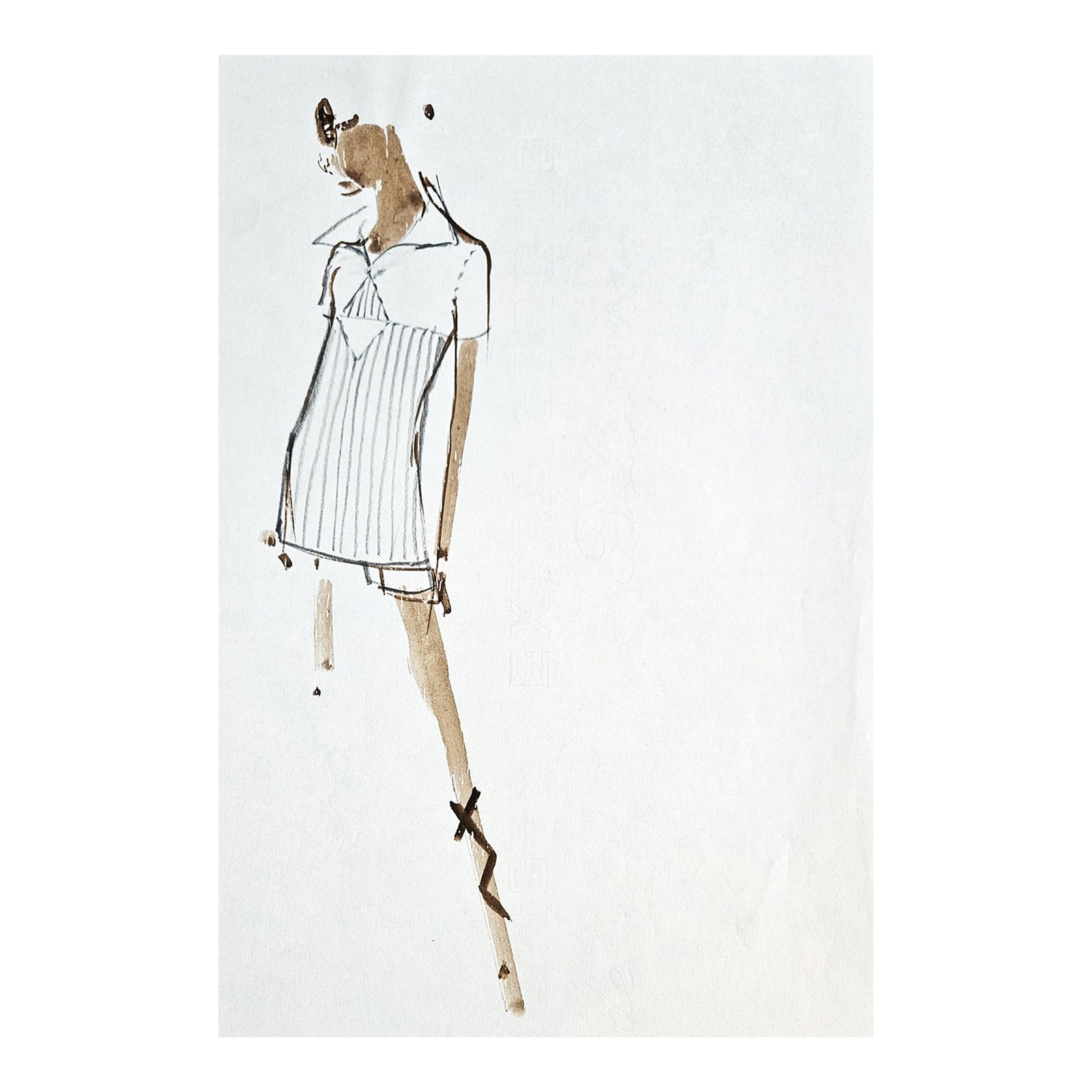 1961 Mid-Century Original Couture Fashion Drawing -Pierre Balmain ...