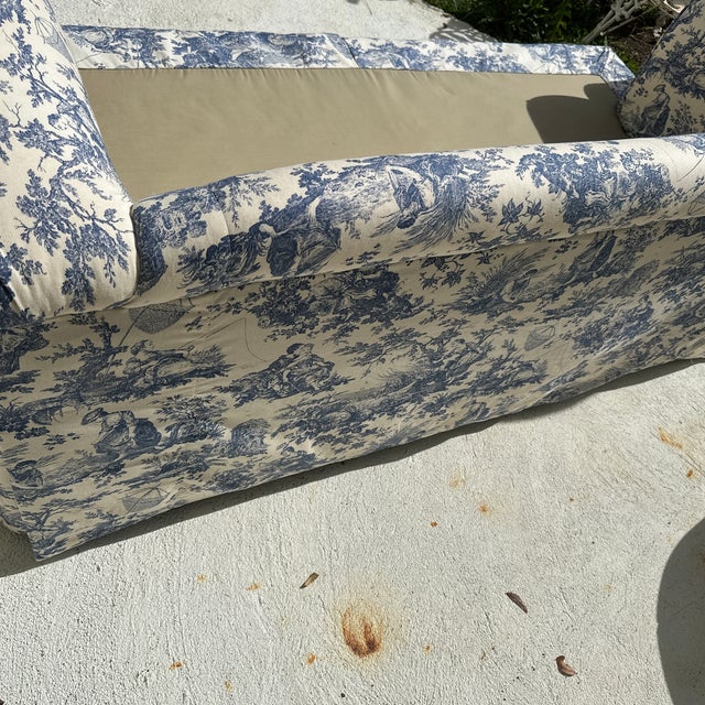Vintage Blue and White Toile Sofa | Chairish