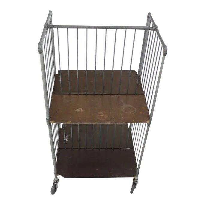 Mid-Century Modern Cart Rack With Storage Shelves | Chairish