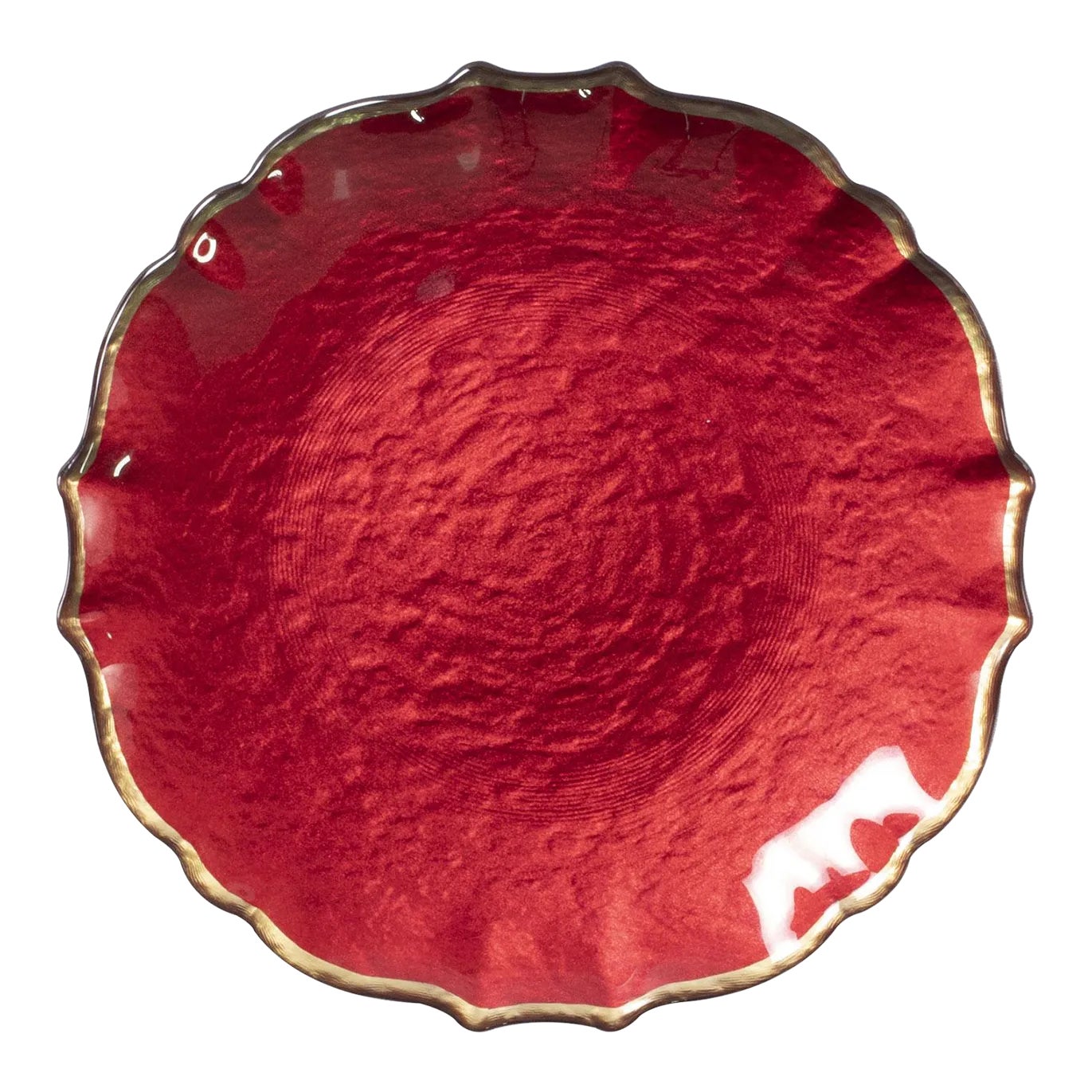 VIETRI Baroque Glass Red Salad Plate | Chairish