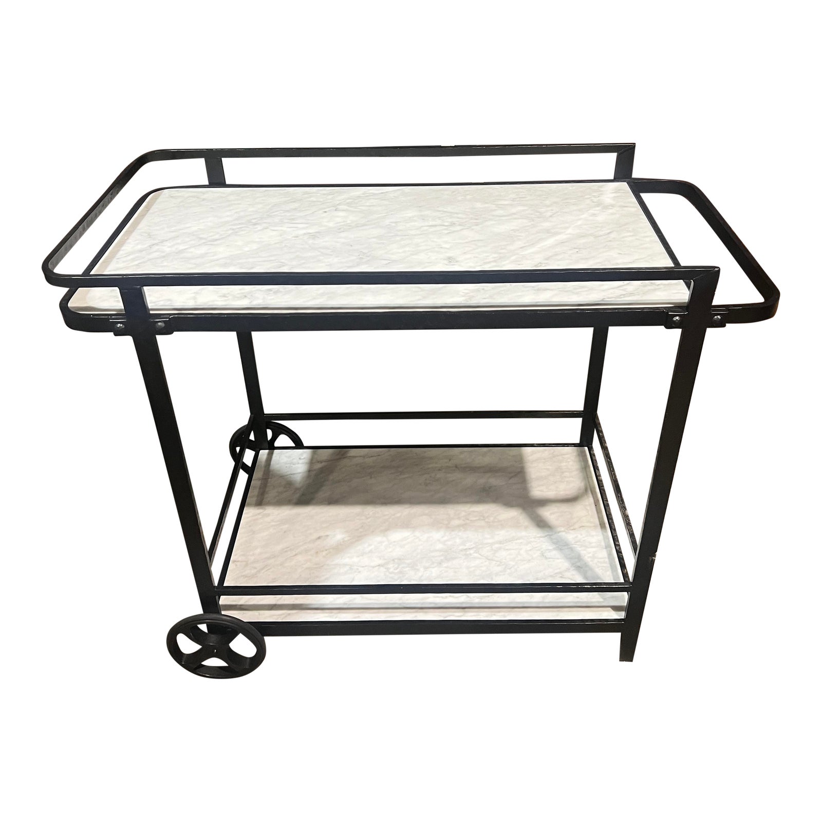 Restoration Hardware Metal & Marble Bar Cart | Chairish
