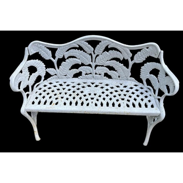 Antique Victorian Kramer Bros Cast Iron Fern Decorated Garden Bench ...