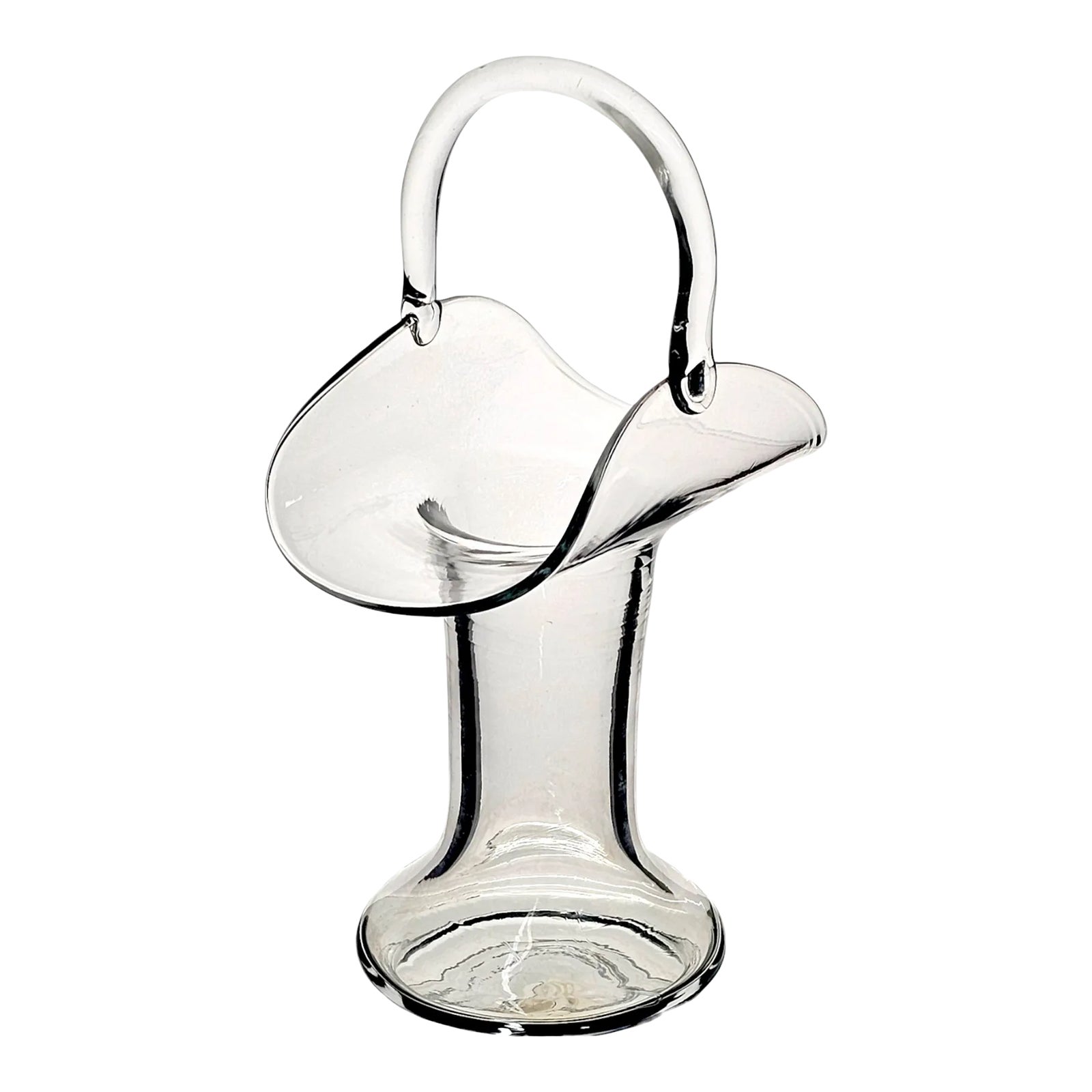 Vintage Blenko Glass Easter Basket Vase, Hand Blown by Don Shepherd, 13 ...