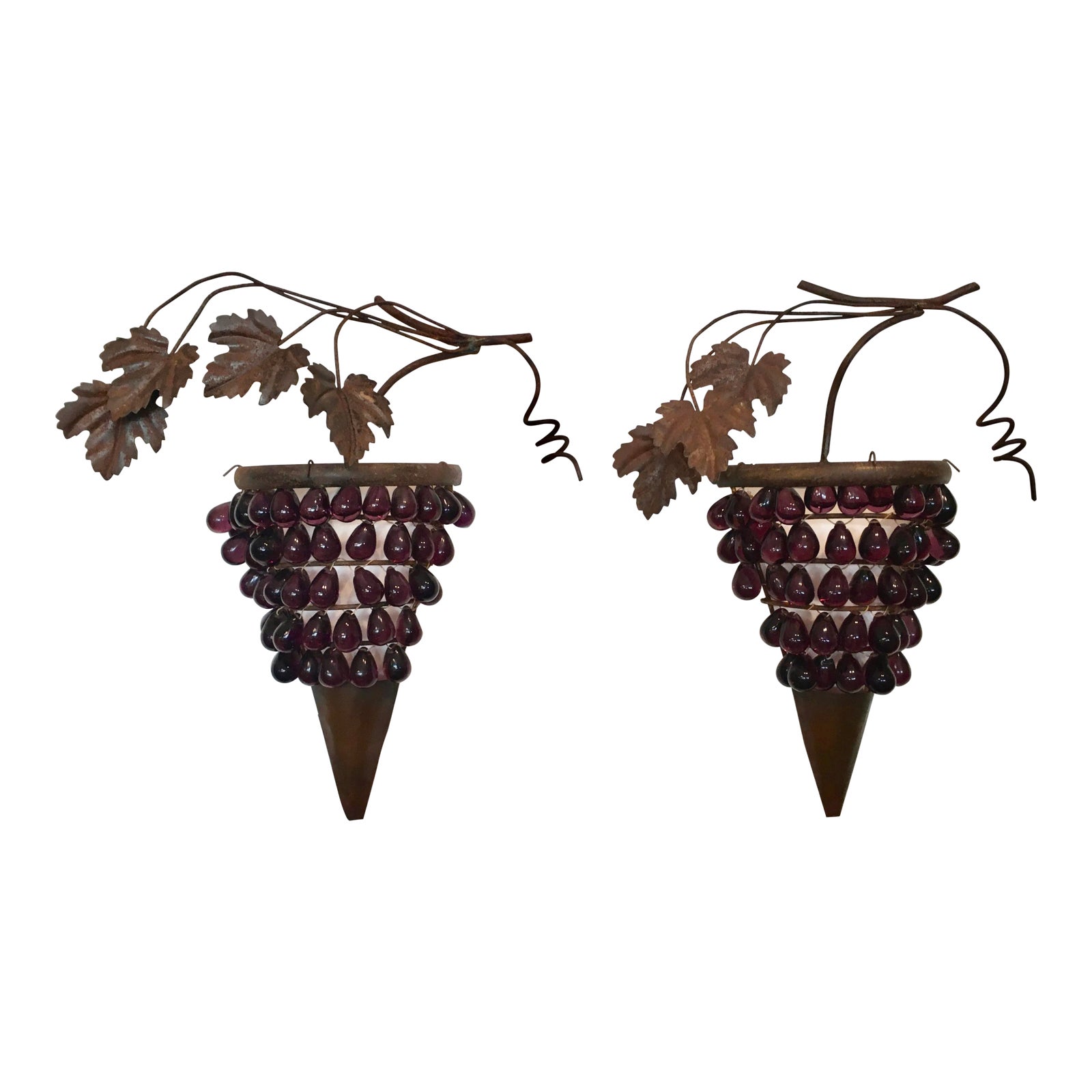 Italian Glass and Metal Grape Wall Art | Chairish