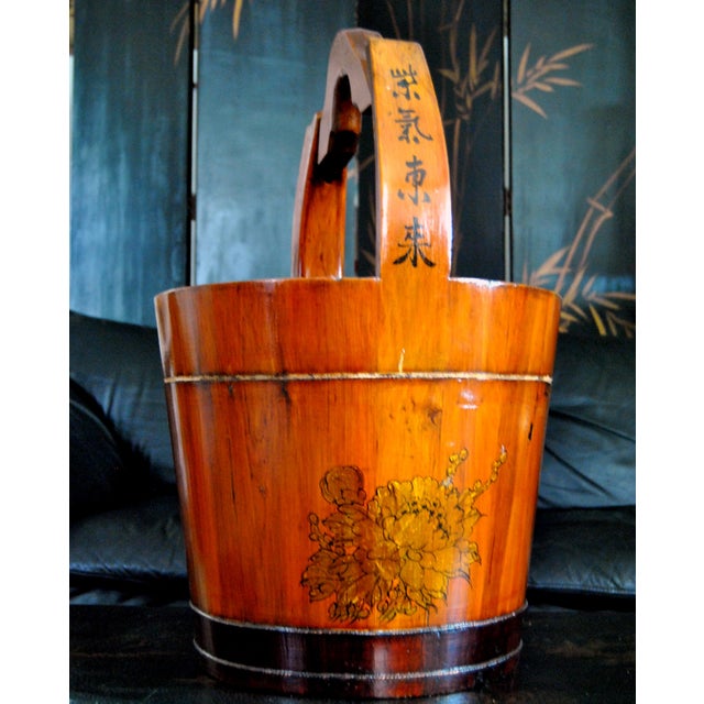 Japanese Uchimizu Water Barrel Wooden Bucket | Chairish