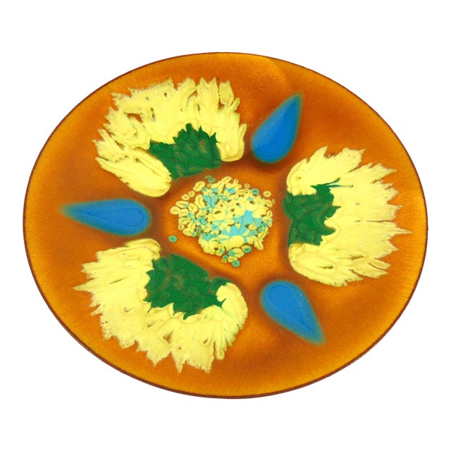 Mid Century Vintage Original Edwards Star Enamel on Copper Plate Dish ...