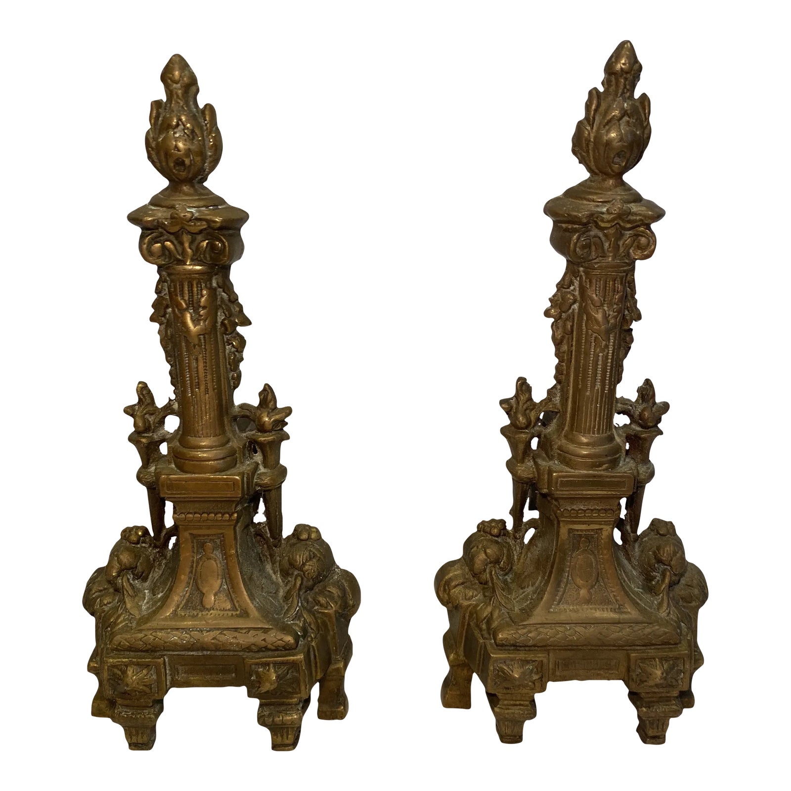 Antique French Andirons- a Pair | Chairish