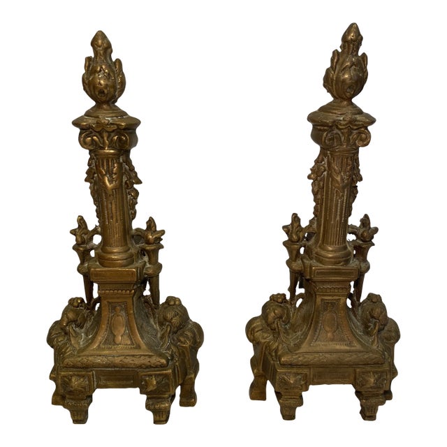Antique French Andirons- a Pair | Chairish