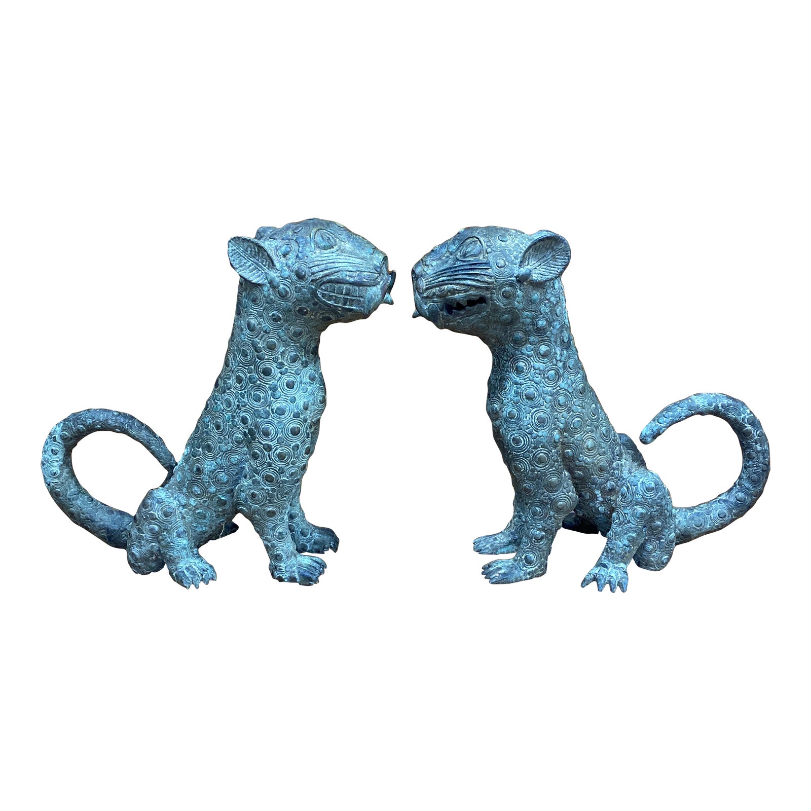 Mid 19th Century Old Benin Leopard Bronze Nigeria African ~ a Pair ...