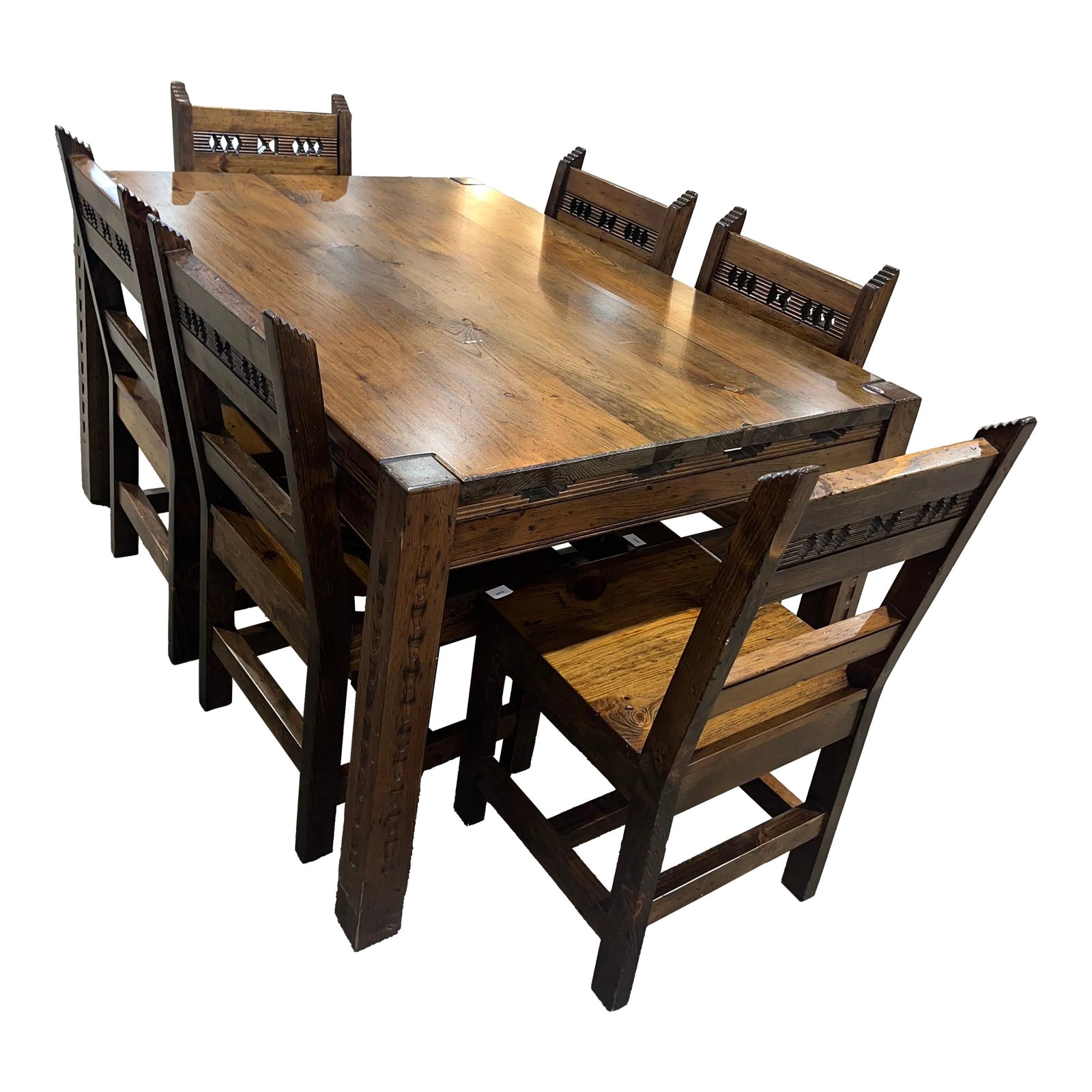 Rustic Dining Table & 6 Chairs- Set of 7 | Chairish
