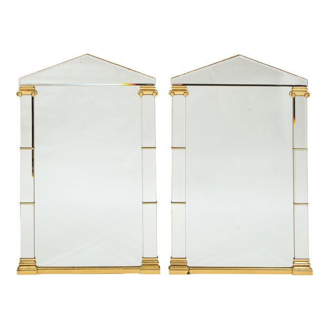 1980s Roman Temple Shaped "Parclose" Mirrors With Gilt Wood Accents - a ...