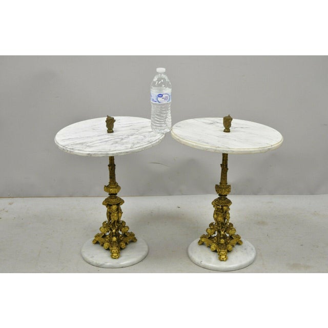 Antique Small Bronze and Marble Figural Italian Renaissance Side Tables ...