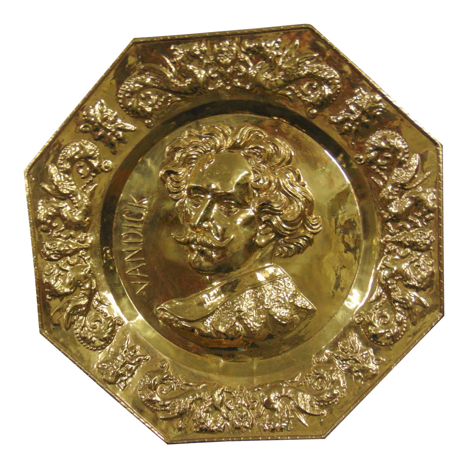 Mid Century Brass Wall Plaque of Antoine VanDick | Chairish