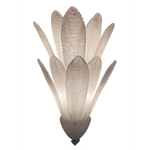 Set of Four Large Two Tier Handblown Murano Feather Sconces by Barovier Et Toso | Chairish