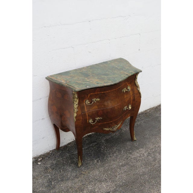 French Marble Top Bombay Serpentine Inlay Commode Dresser Bathroom ...