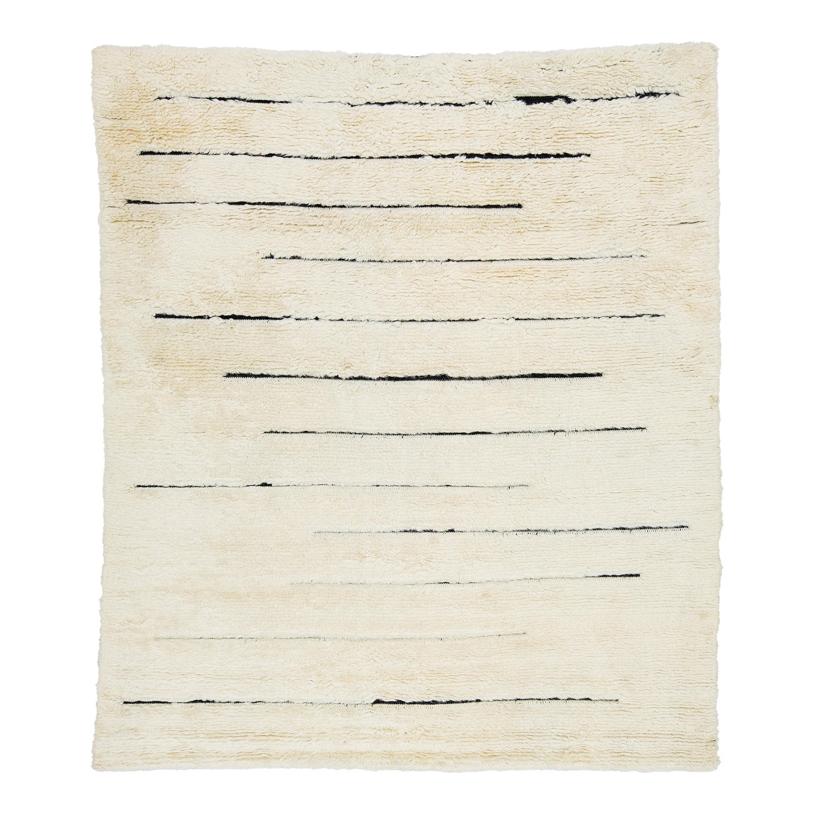 Modern Moroccan Style Wool Rug in Ivory With Striped Pattern | Chairish