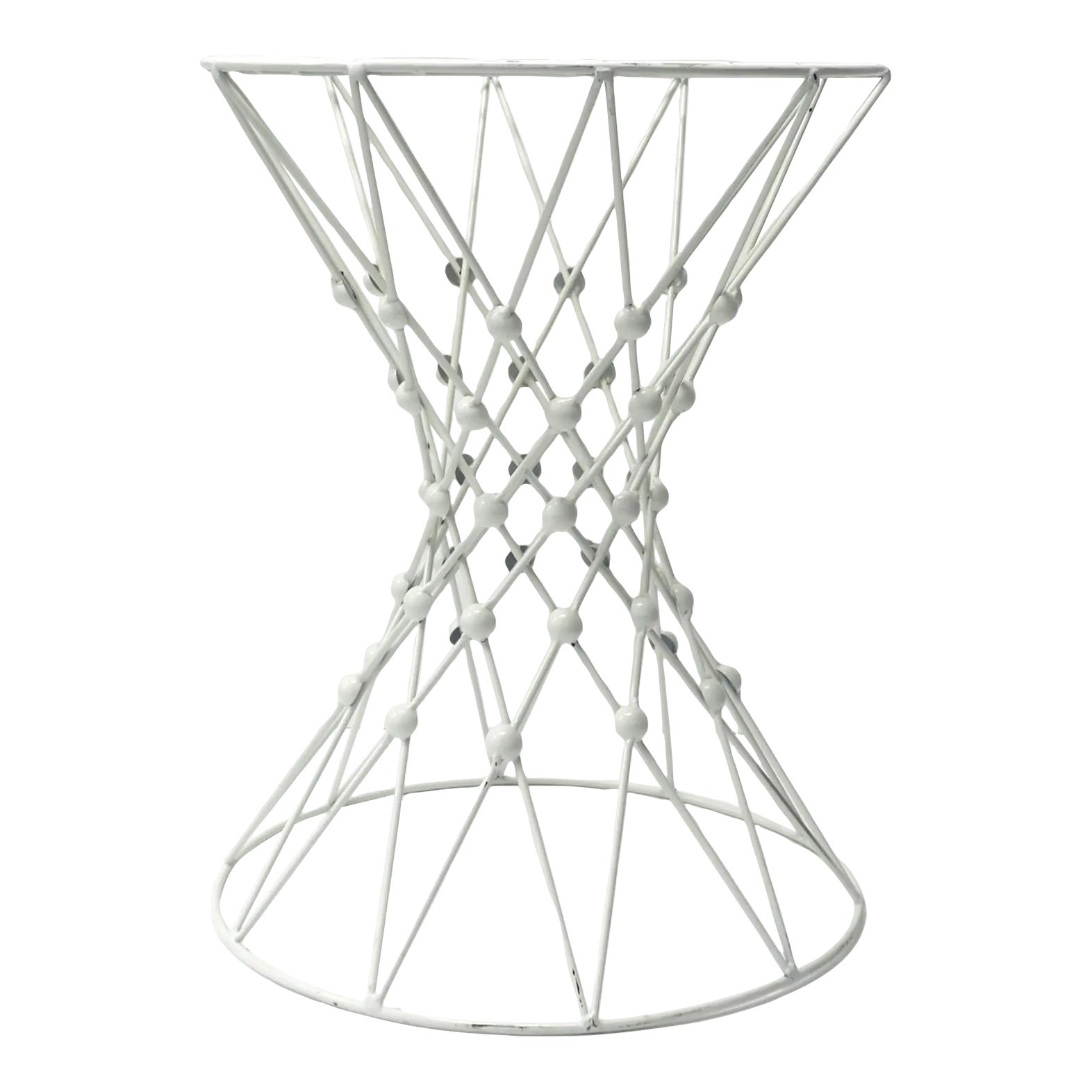 White Metal Side Table With Hourglass Shape | Chairish