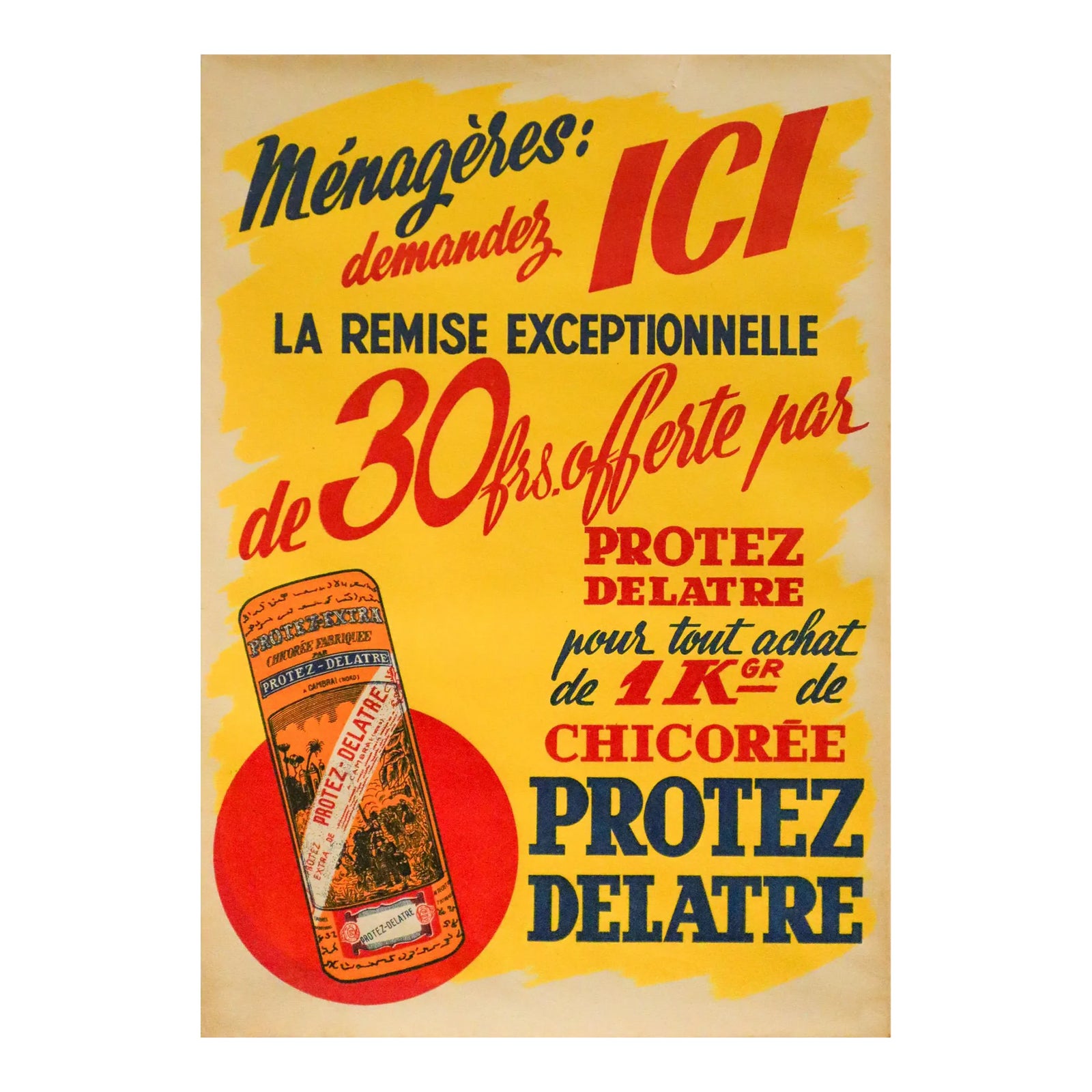 1920s French Advertising Poster - Chicorée Protez Delatre (Orange ...