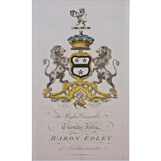 19th Century Armorial Engraving Framed Coat of Arms Entryway Wall Art ...