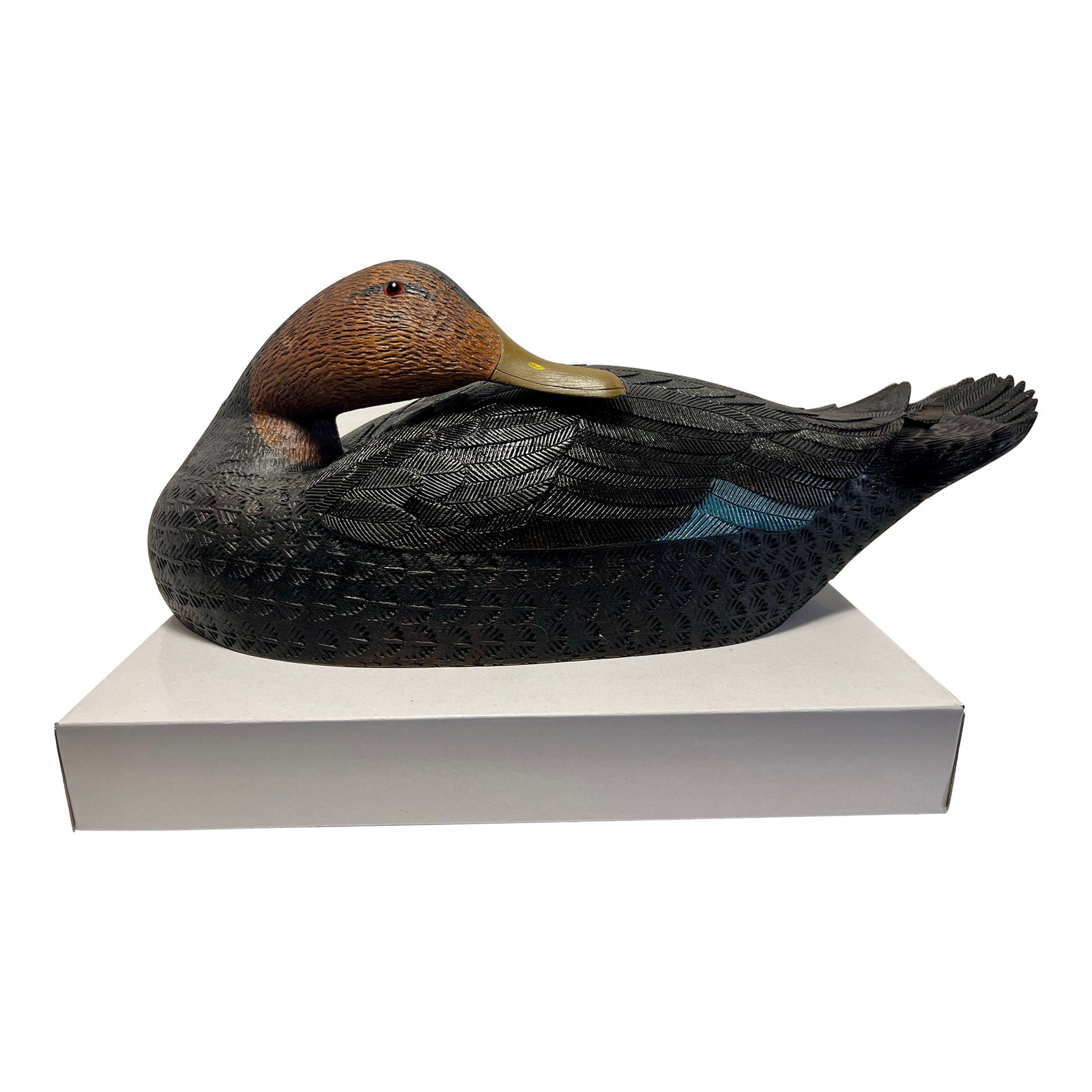 1986 Male Black Sleeping Duck Decoy by Canadian Artist Serge a Savoie ...