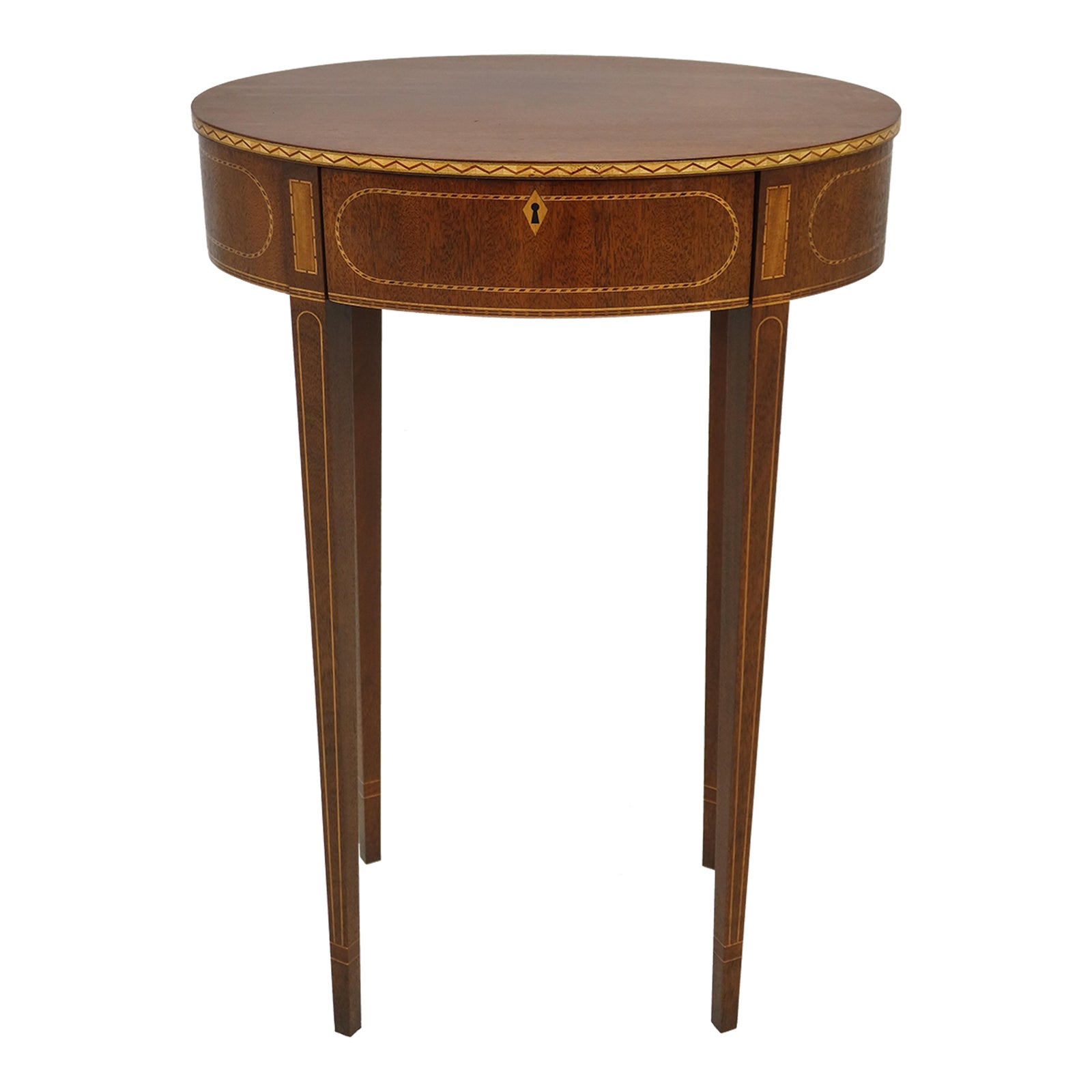 Baker Colonial Williamsburg Inlaid Mahogany 1 Drawer Table | Chairish