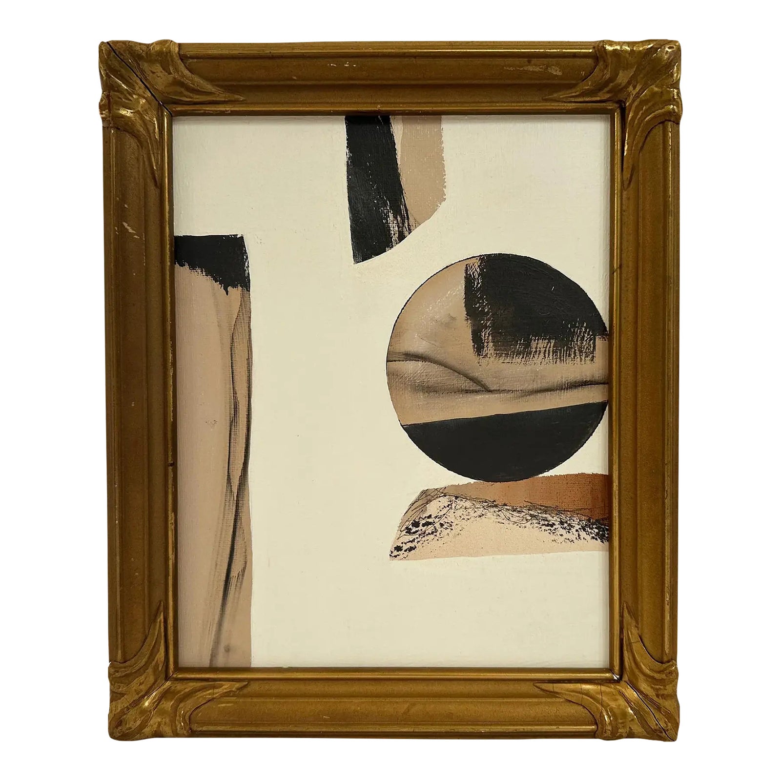 "Titration" Abstract Painting in Antique Frame, Transitional Wall Art ...