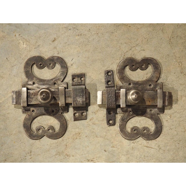 Pair of 19th Century French Cut Steel Slide Latches | Chairish