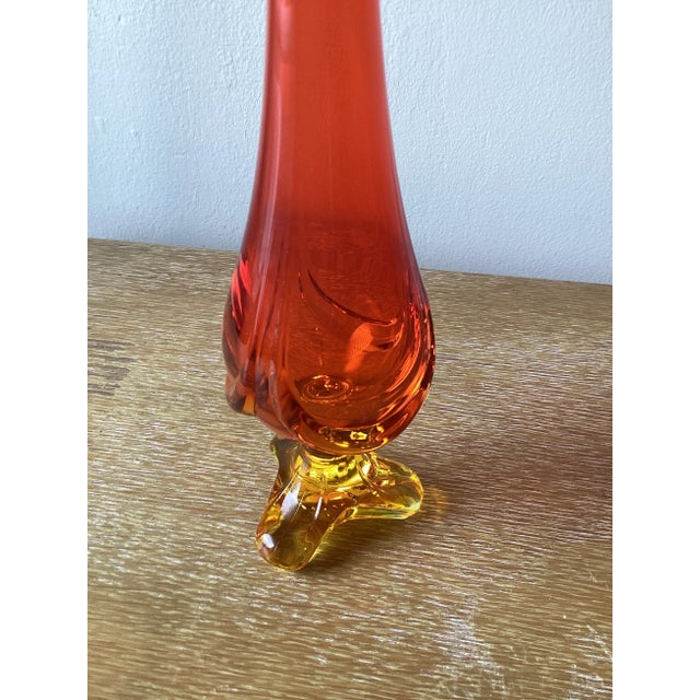 Mid Century Modern Fenton Glass Orange and Yellow Bud Vase | Chairish