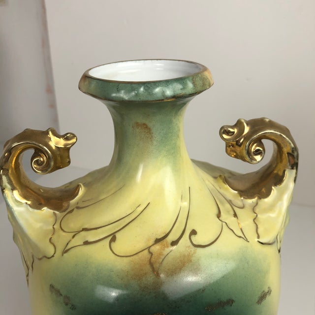 Royal Sax German Hand Painted Portrait Vase With Double Handle | Chairish