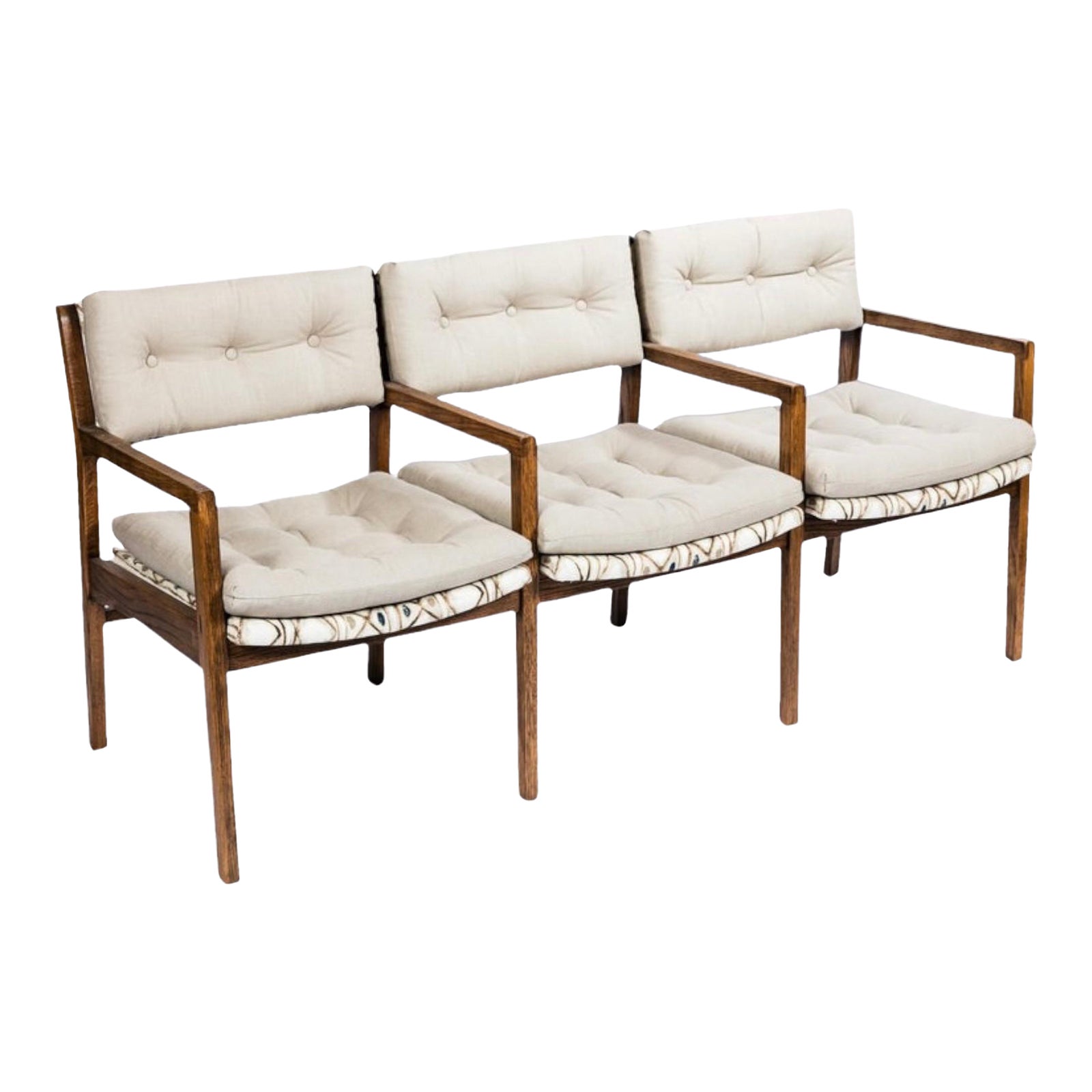 1980s Mid Century Triple Chair Bench | Chairish