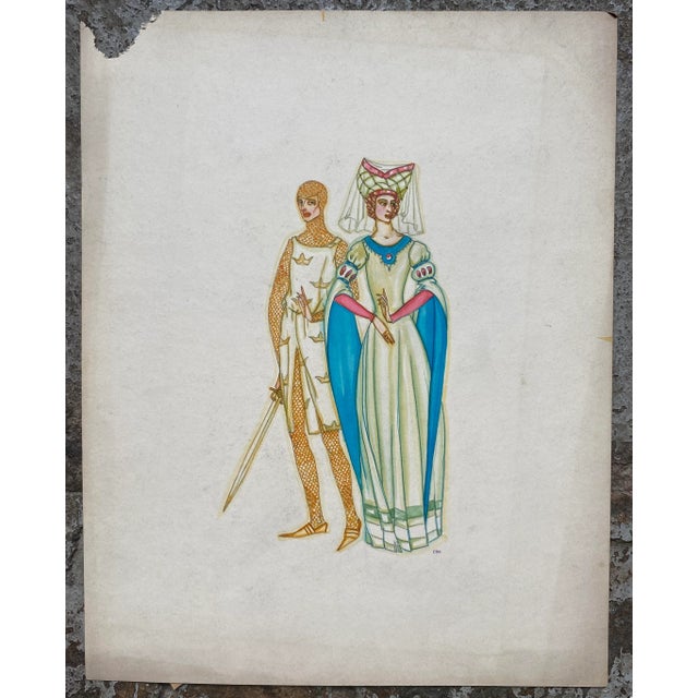 1930s Clifford Thompson Medieval Figure Painting | Chairish