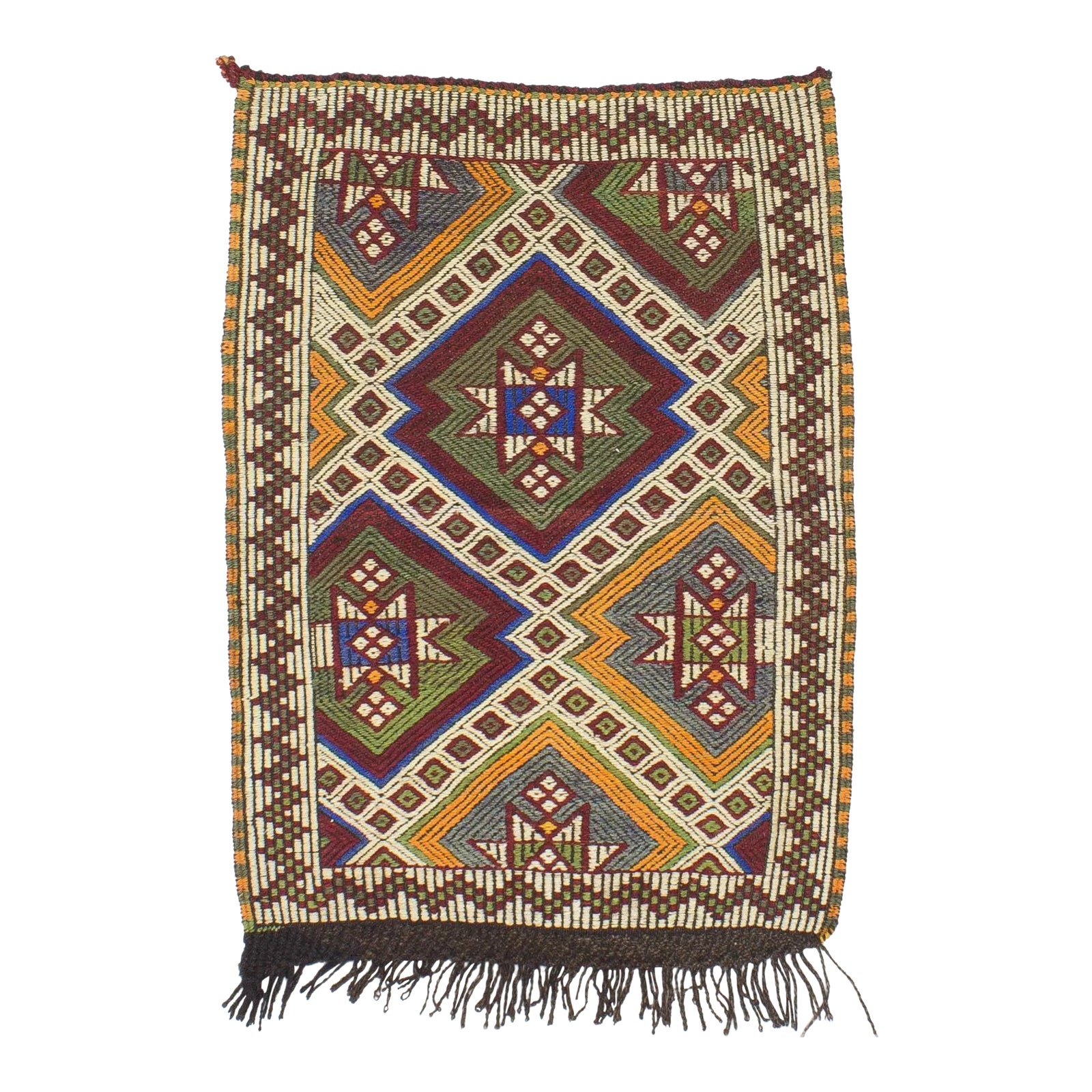1960s Turkish Embroidered Small Kilim Rug | Chairish