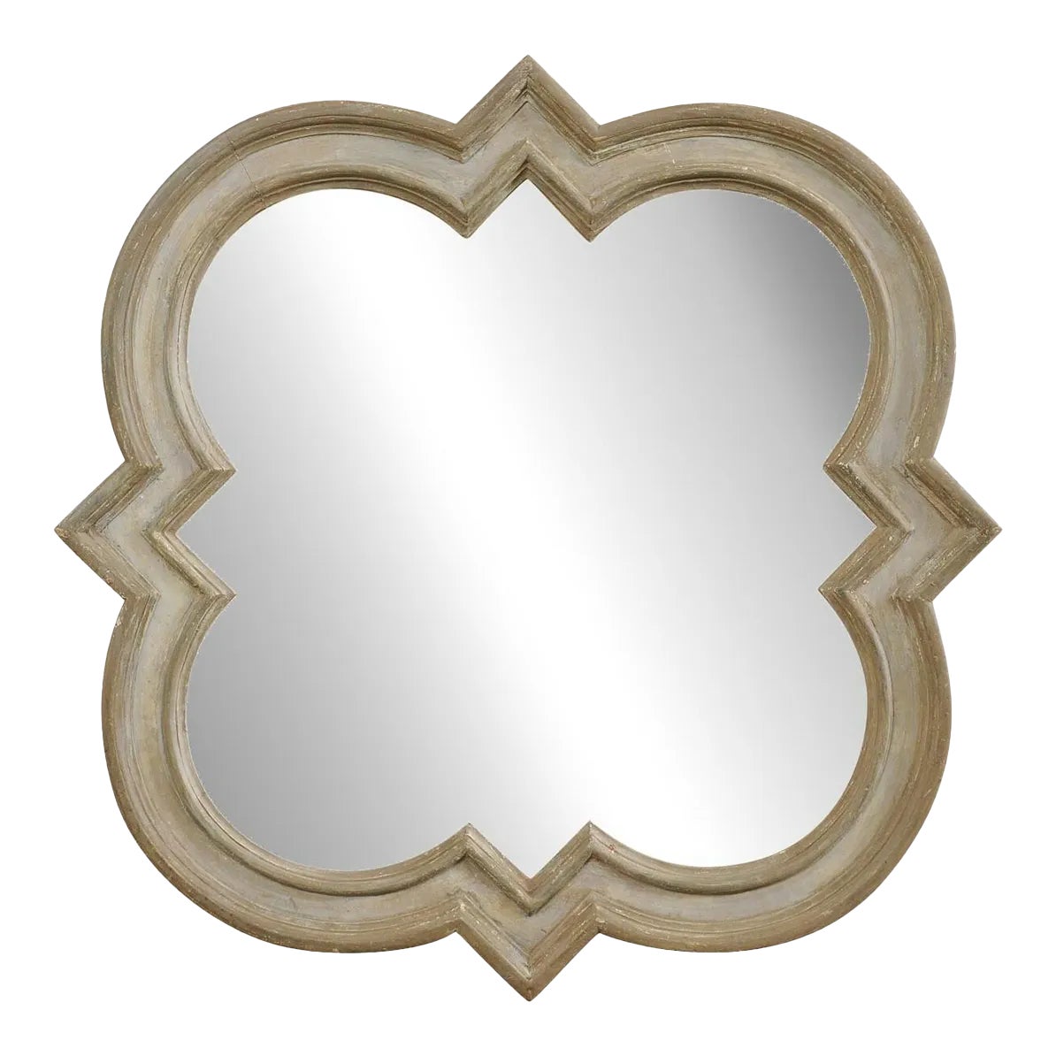 Mid 20th Century Painted Wood Quatrefoil Mirror | Chairish