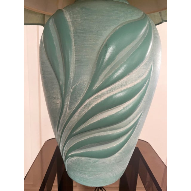 1980s Harris Postmodern Malibu Lamp With Scalloped Shade | Chairish