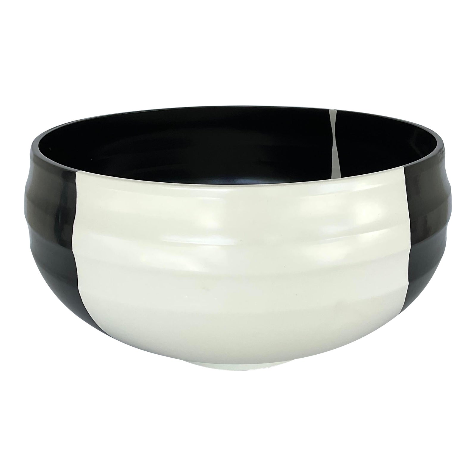Revelation Modern Black and White Large Spit Personality Bowl | Chairish