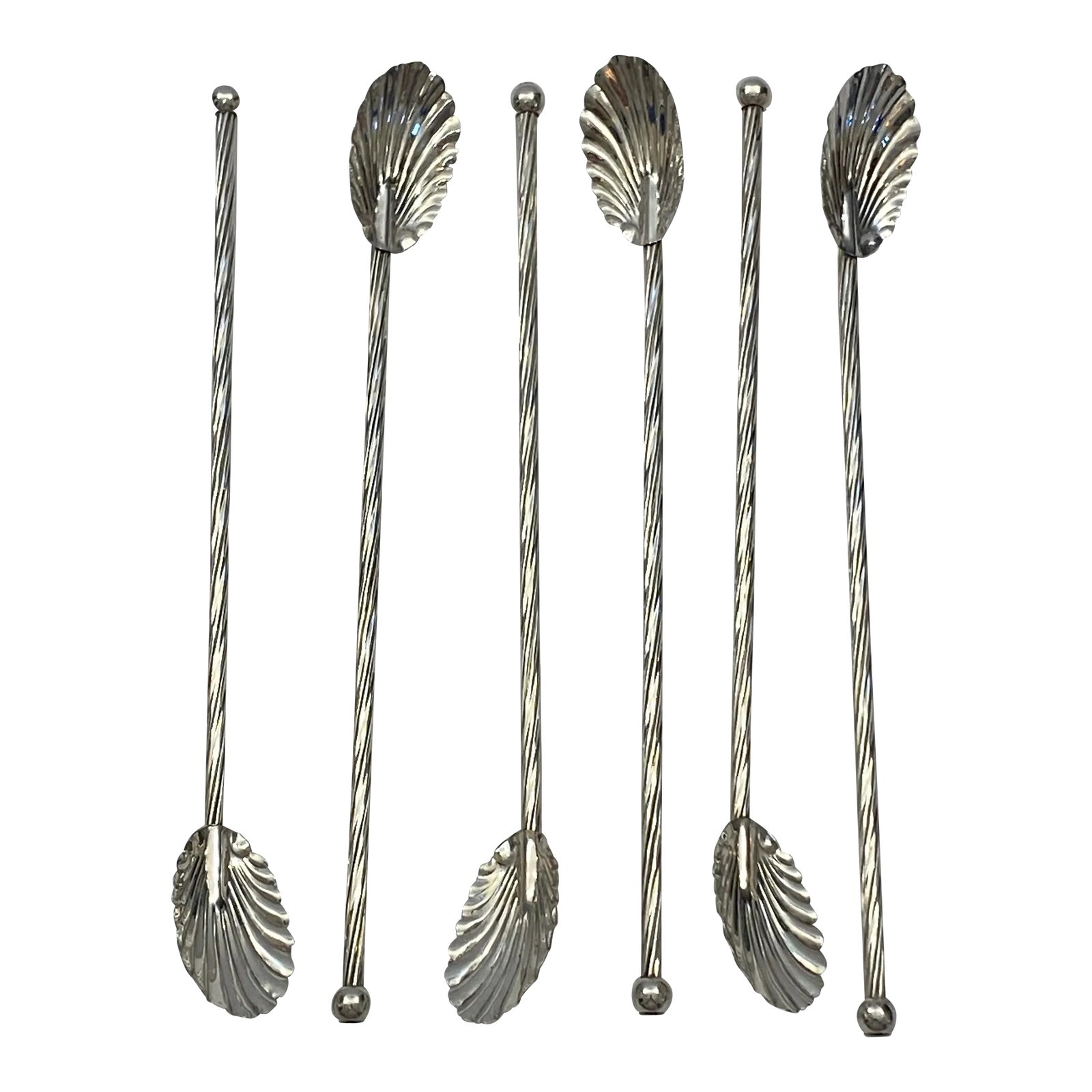 Vintage Raimond Sterling Clam Shell Tea Sippers - Set of 6 | Chairish