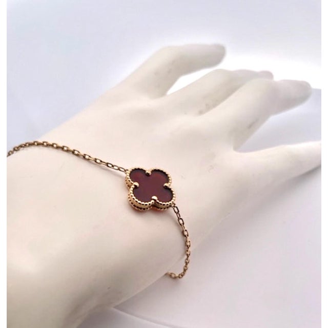 Van Cleef & Arpels Carnelian Single Clover Bracelet | Chairish