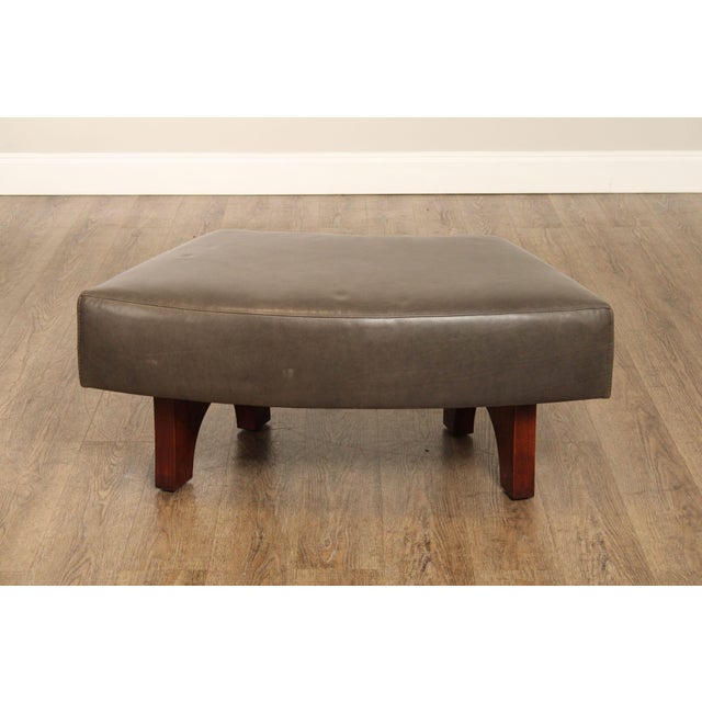 Stickley High Line Curved Leather Ottoman | Chairish