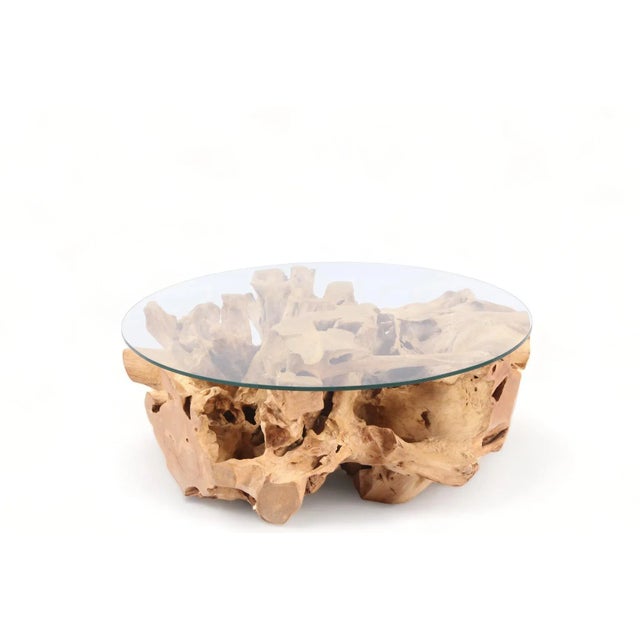 Round Organic Sculptured Teak Root Based Coffee Table 18 | Chairish