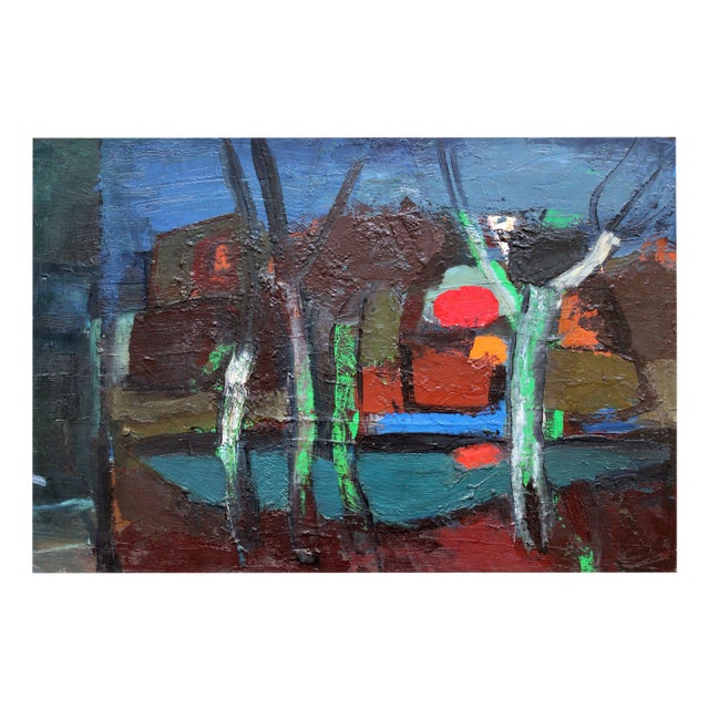 Aleksandr Rodin, Landscape by the River, Oil on Cardboard, 1970s | Chairish